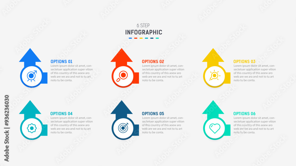 Business infographics design for Six Step, option, parts or process ...