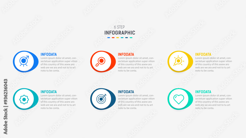 Business infographics design for Six Step, option, parts or process ...