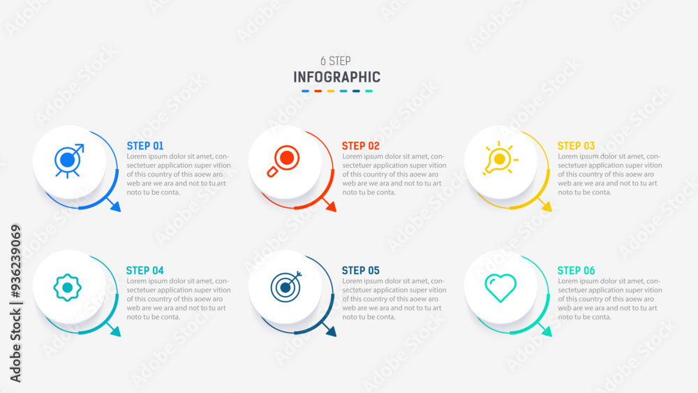 Business infographics design for Six Step, option, parts or process ...
