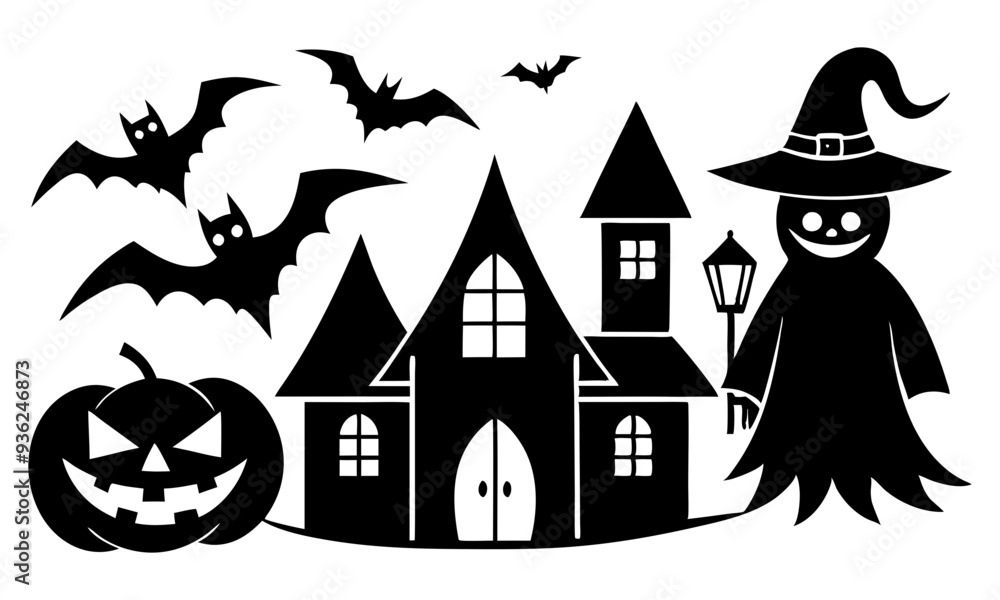 Download Minimalist Halloween Vector Collection: Witch, Jack-O'-Lantern ...