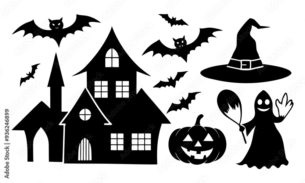 Download Minimalist Halloween Vector Collection: Witch, Jack-O'-Lantern ...