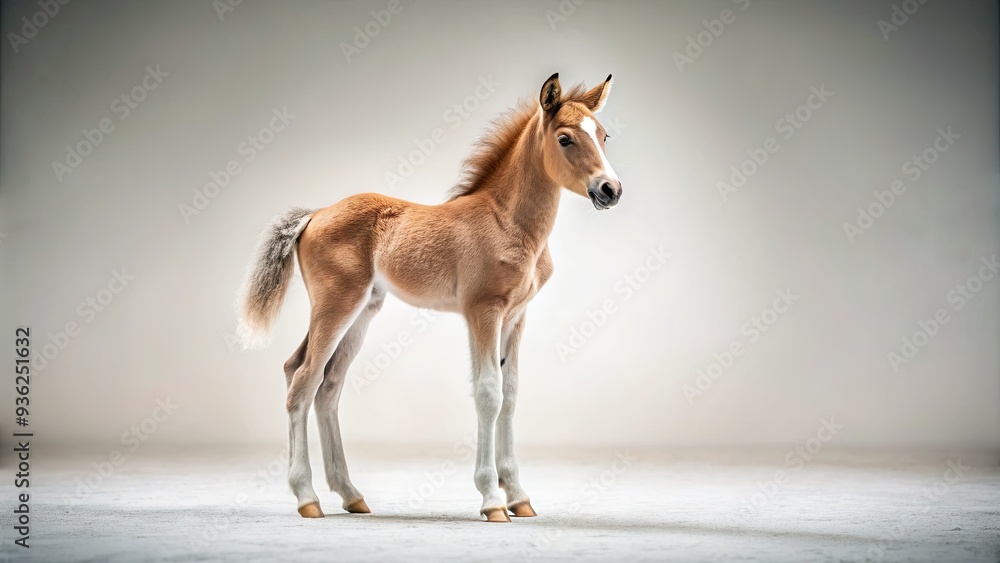 Adorable newborn foal with soft, fuzzy coat and curious expression ...