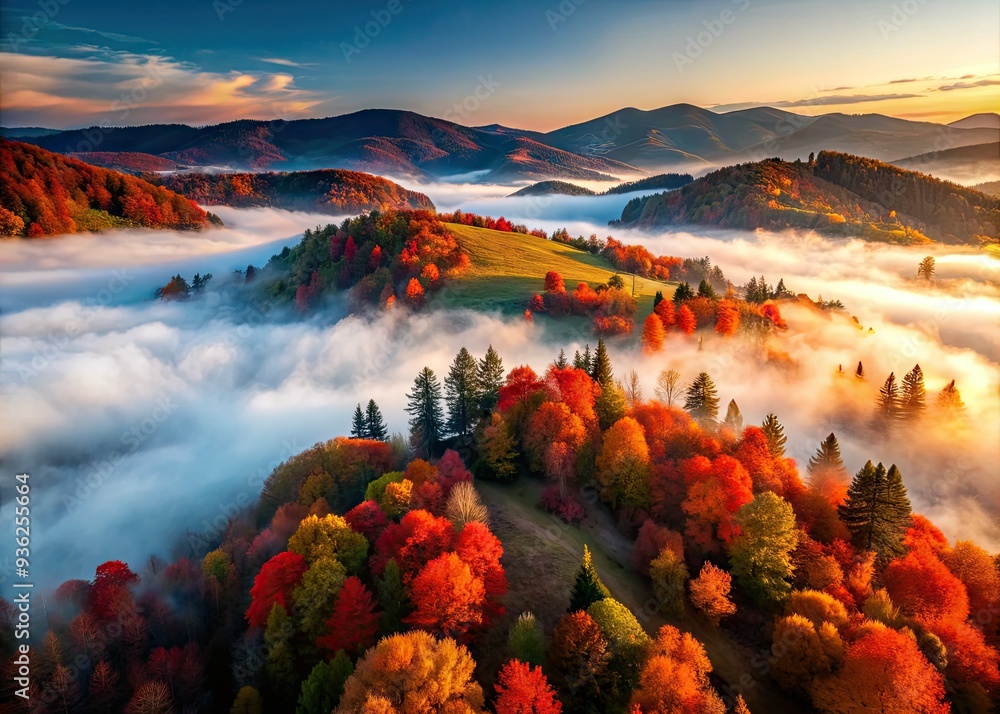 Aerial drone captures stunning autumn morning in Ukrainian mountains ...