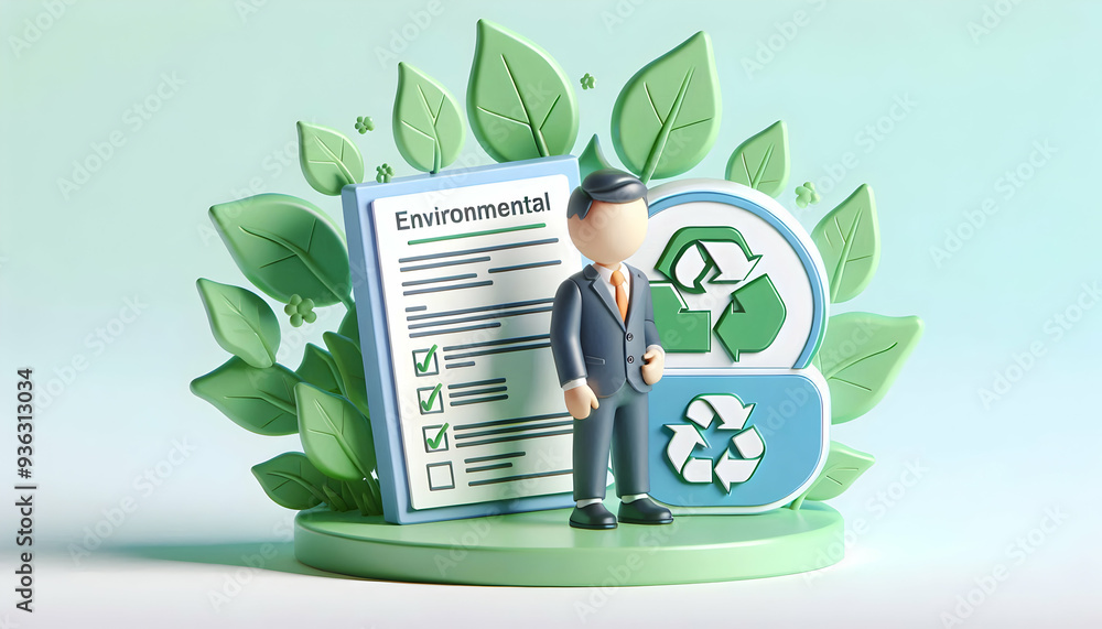 3d Flat icon as Environmental Risk Manager with Risk Assessment and ...