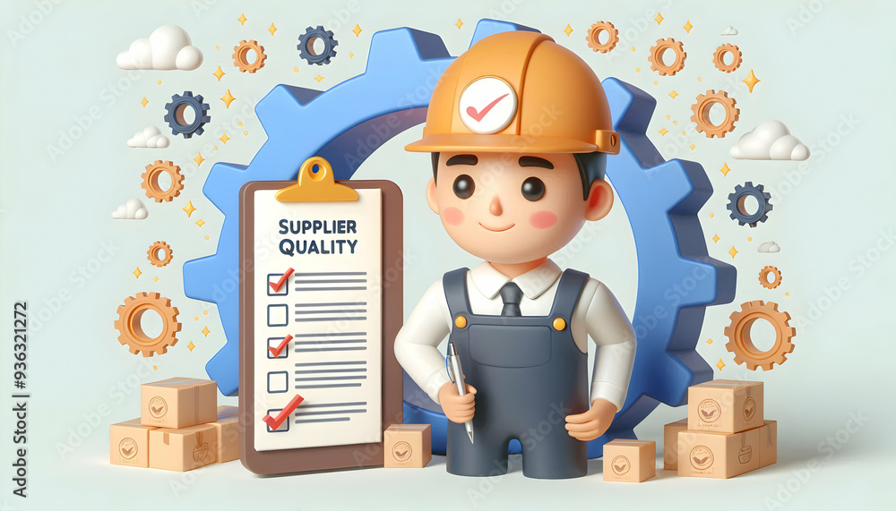 3d Flat icon as Supplier Quality Engineer with Checklist and ...