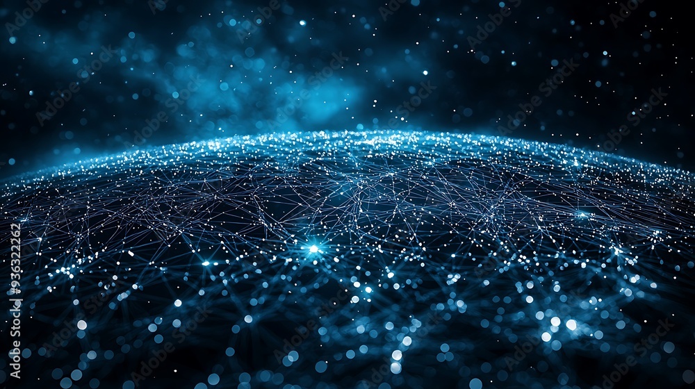 Abstract blue network connection globe, representing the interconnected ...