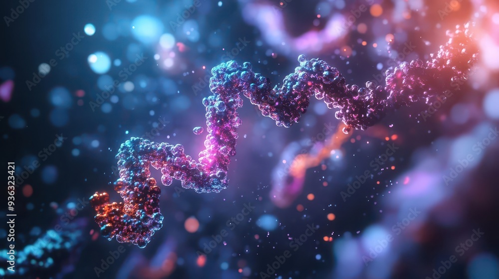 Microscopic visualization of protein synthesis, showing ribosomes ...