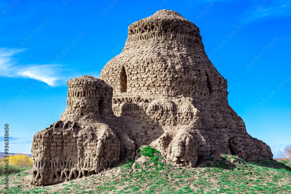 Half-ruined historical monument. Necropolis. Muslim tombstone of a ...