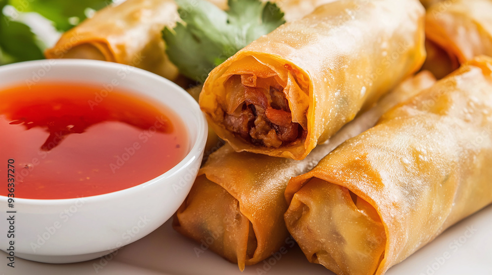 Filipino lumpiang shanghai, crispy spring rolls filled with seasoned ...