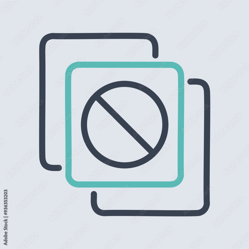 Prohibited icon with frames. A minimalist graphic showing a prohibitory ...