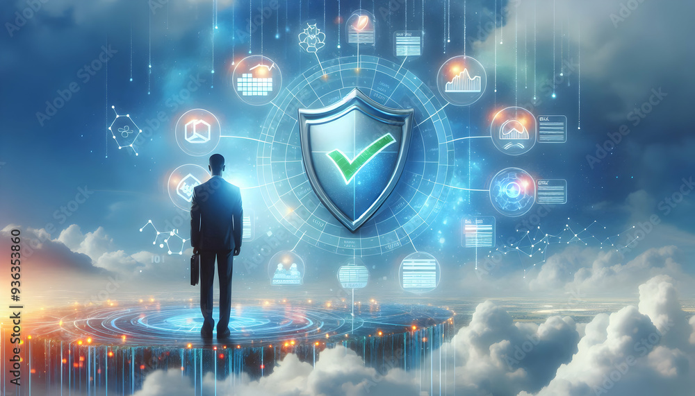 Photo Realistic as Risk Analyst with Risk Matrix and Shield concept as ...