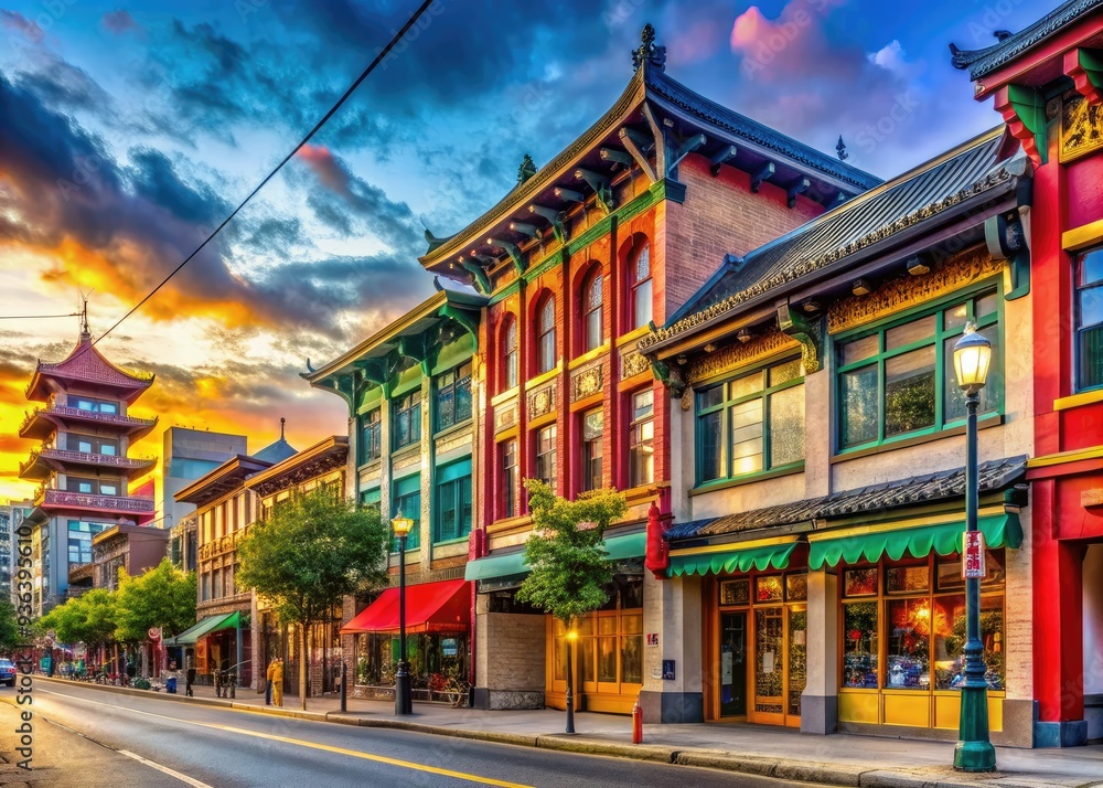 Colorful ancient architecture and vibrant storefronts line the bustling ...