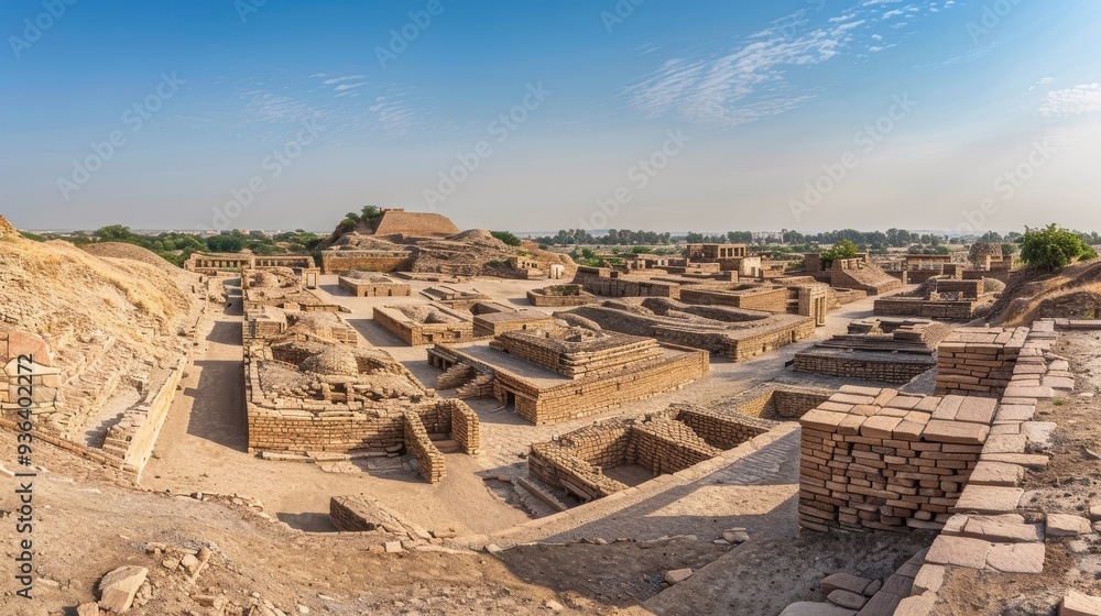 Panoramic view of the Mohenjo-daro ancient city, Indus Valley ...
