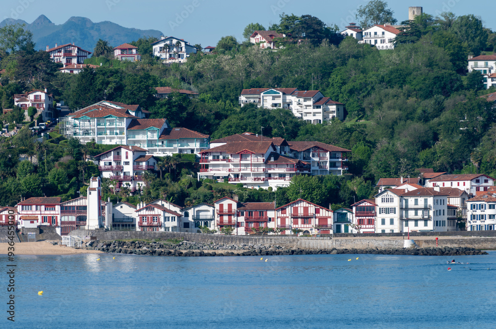White houses and villas of Cibourne on Basque coast, famous resort ...