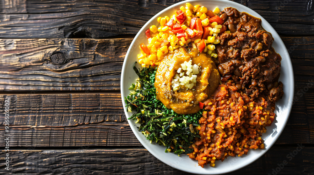 Plate featuring a vibrant selection of traditional ethiopian food ...