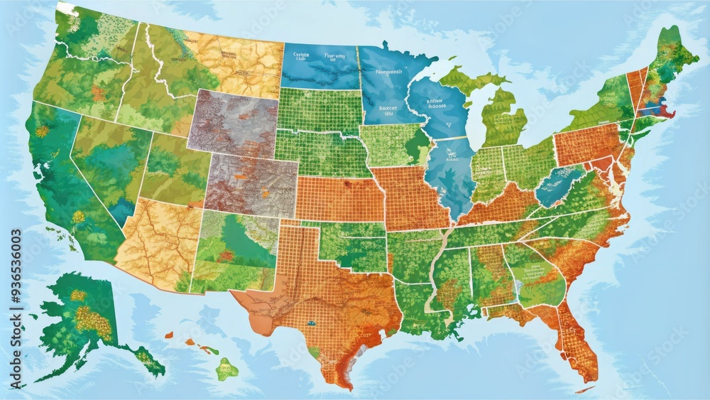 Highly detailed vector map of the United States of America, showcasing ...