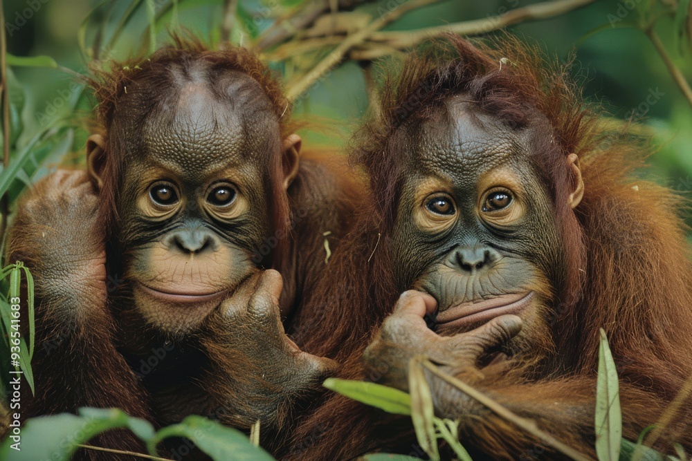 Wild Orangutans of Borneo: Endangered Primate in Indonesian Rainforest ...