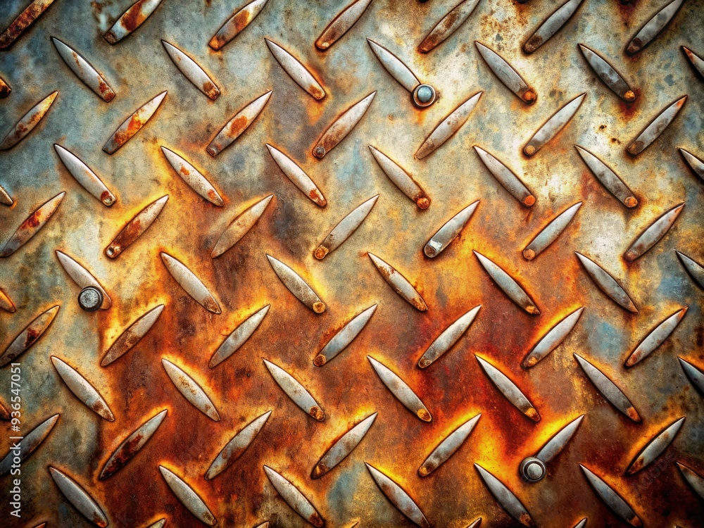 Industrial metal sheet texture background featuring a rugged, weathered ...