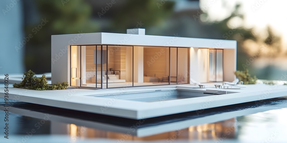 3d small house model on architecture floorplan created,house model with ...