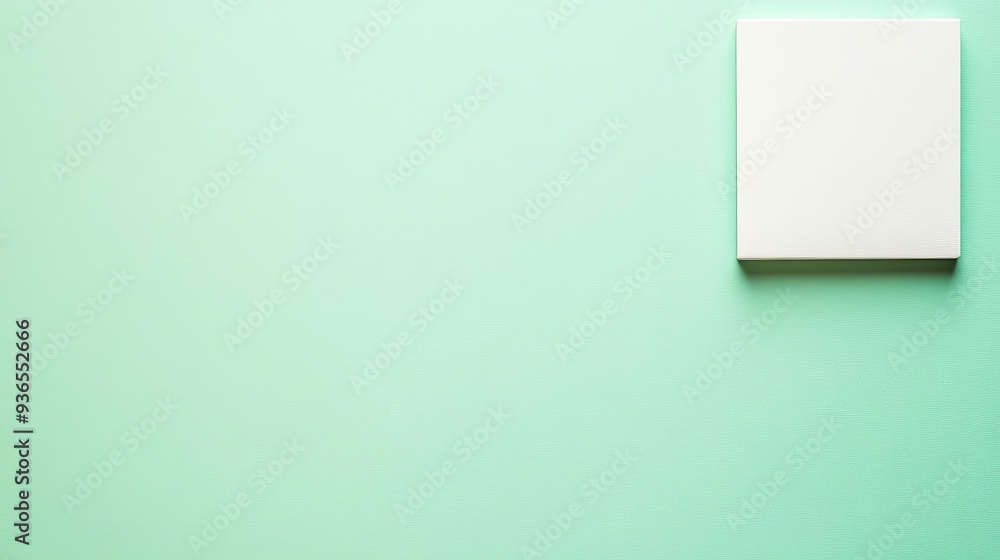 Light mint background with a faint white square in the top right corner ...