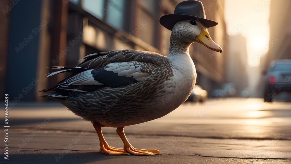 A high dynamic range HDR photograph of a unique, anthropomorphic duck ...