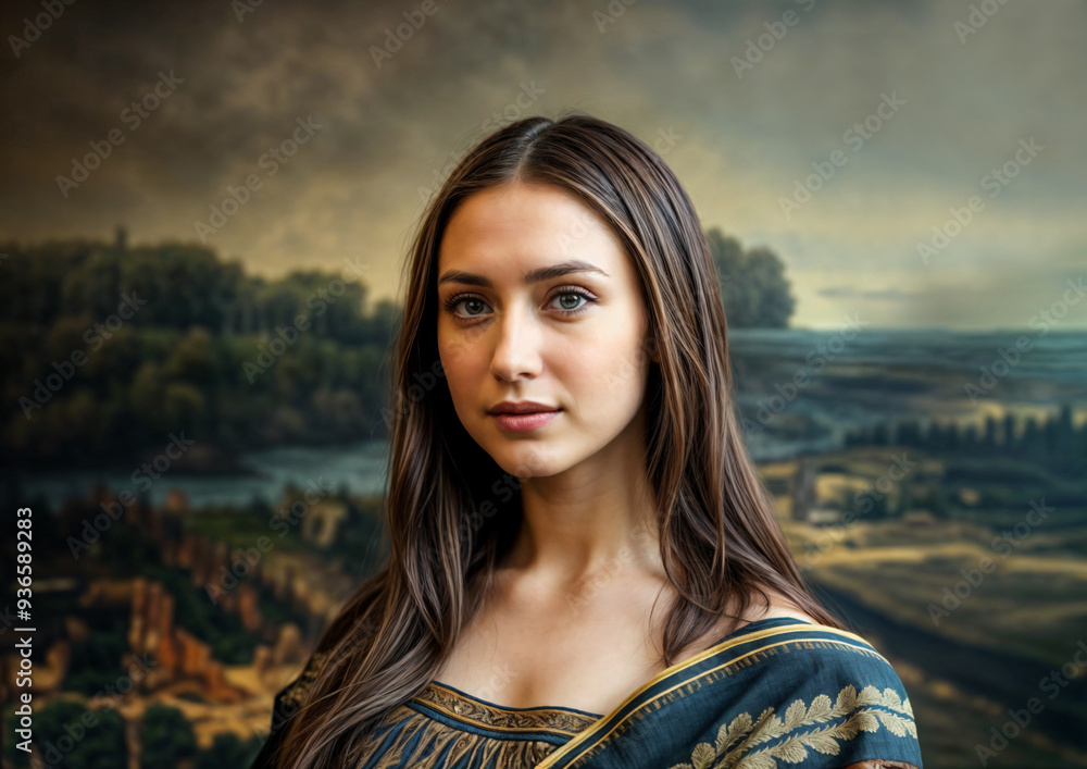 Mona Lisa Recreation: woman in classic pose recreation. Lady in La ...