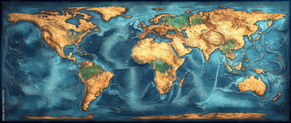 3D topographic maps of the world with elevations and depressions ...
