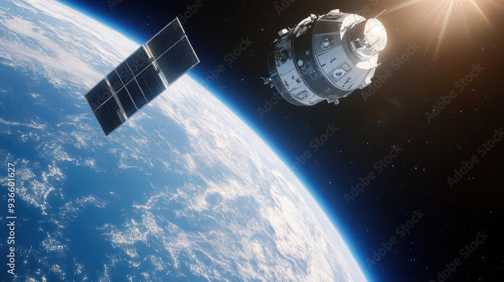 A deep-space probe scanning for potential threats to Earth, relaying ...