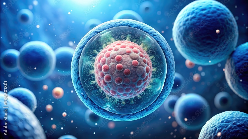 Microscopic illustration of a zygote, a single cell resulting from ...