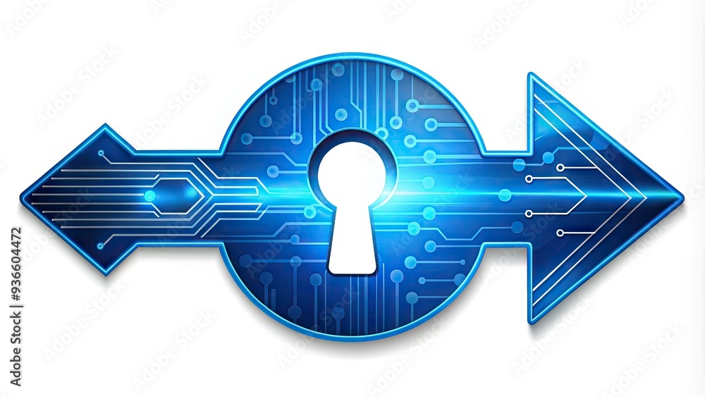 Modern abstract blue icon representing unrestricted access to digital ...