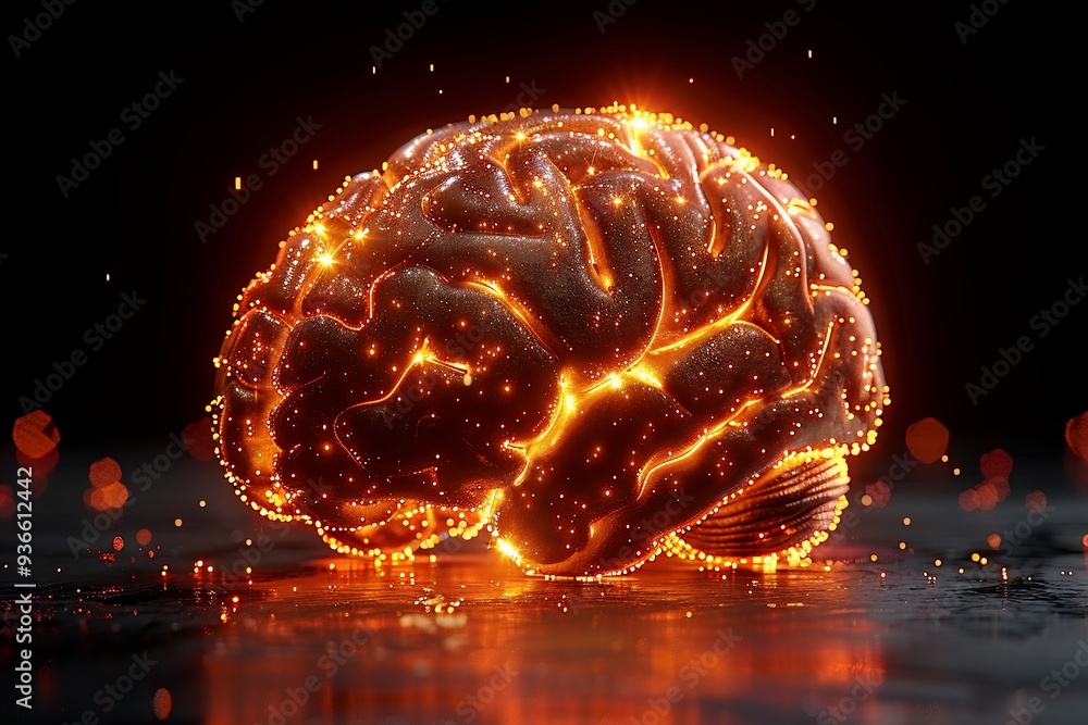 Detailed visualization of brain neural pathway light up they connect ...