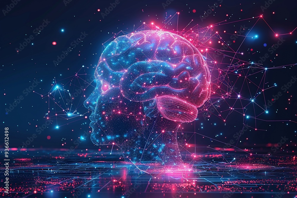 Detailed visualization of brain neural pathway light up they connect ...