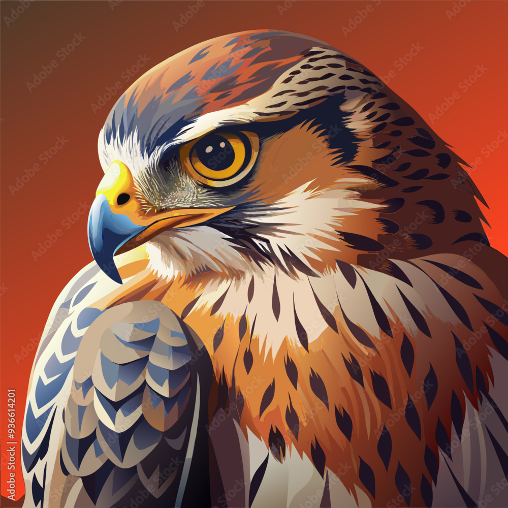 hawk preening vector the hawk grooms its feathers, often with its head ...