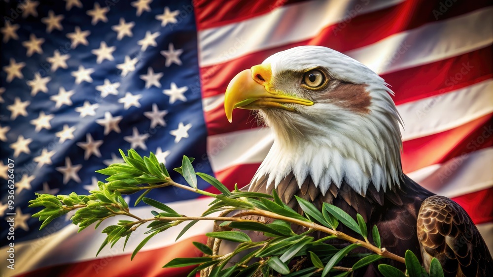 Patriotic symbol featuring stars and stripes American flag with ...