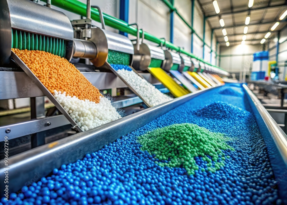 Pellets of plastic materials are manufactured through a petrochemical ...