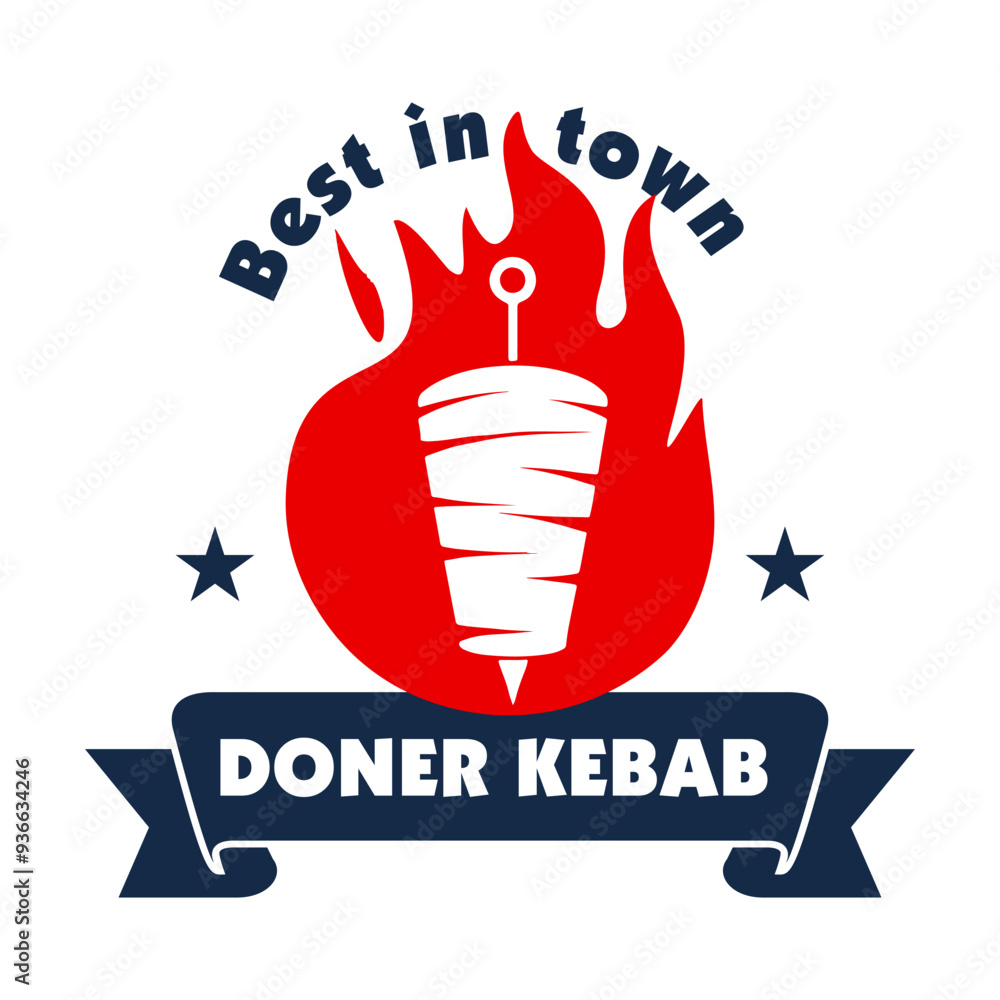 Doner Kebab logo design. Fast Food Restaurant Design elements for logo ...