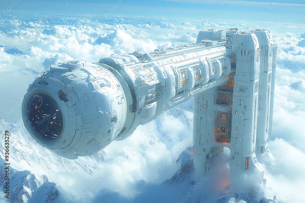 Space elevator connecting Earth newly built orbital station symbolizing humanitys readiness next ...