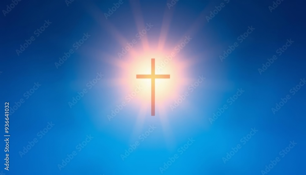 Cross on a blue background. Christian symbols. The cross of Jesus ...