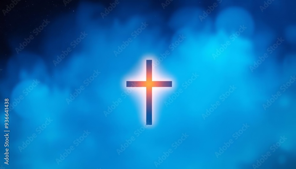 Cross on a blue background. Christian symbols. The cross of Jesus ...