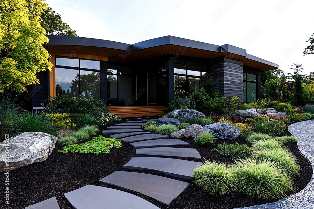 An eco-friendly garden design with a rainwater harvesting system ...