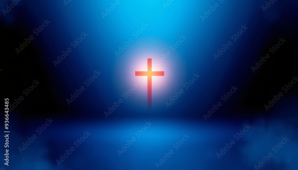 Cross on a blue background. Christian symbols. The cross of Jesus ...