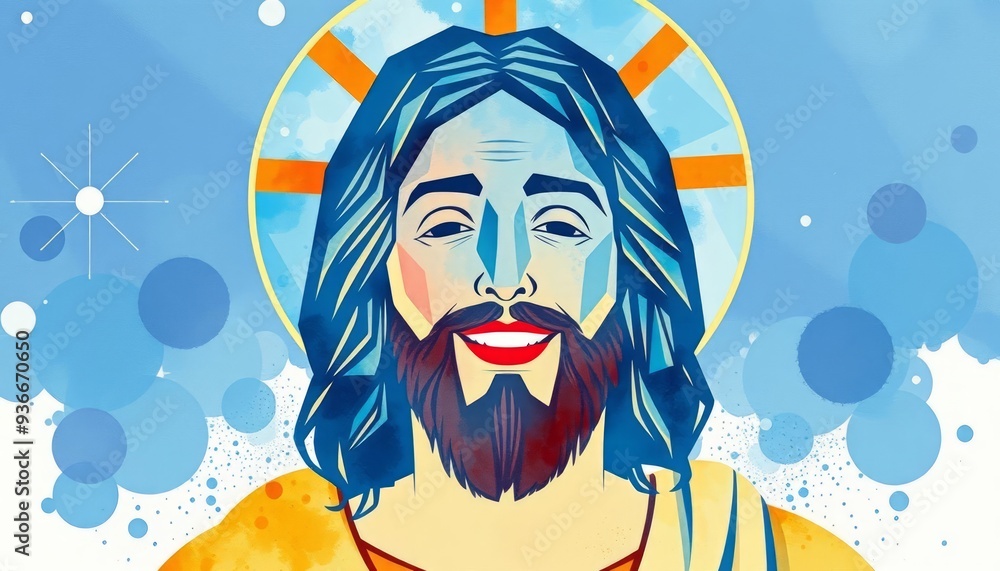 Portrait of Jesus Christ with a Jesus Christ on abstract watercolor ...