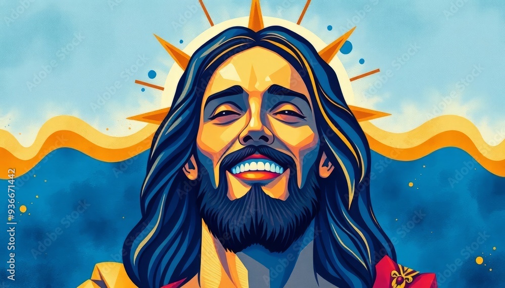 Portrait of Jesus Christ with a Jesus Christ on abstract watercolor ...