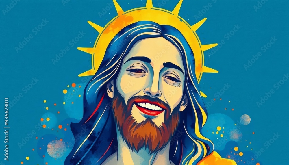 Portrait of Jesus Christ with a Jesus Christ on abstract watercolor ...