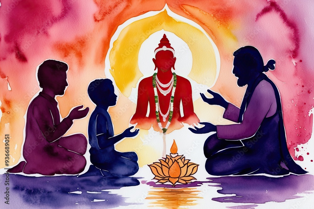 Watercolor Tribute Painting for Guru Purnima Featuring a Guiding Guru ...