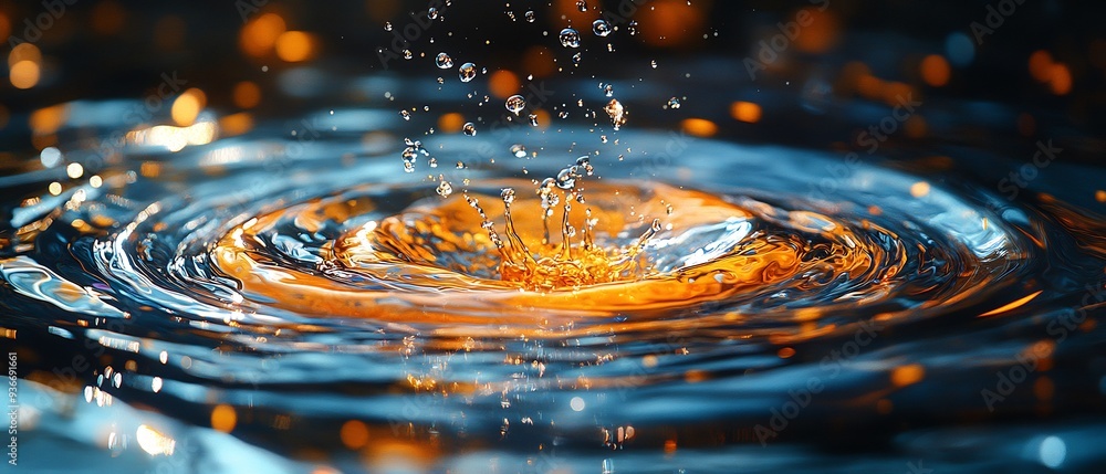 Abstract visualization of a pebble dropped into water where the ripples ...