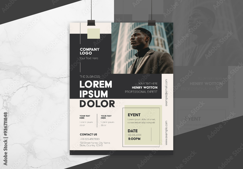 Black and Beige Modern Business Event Flyer Template Stock Template ...