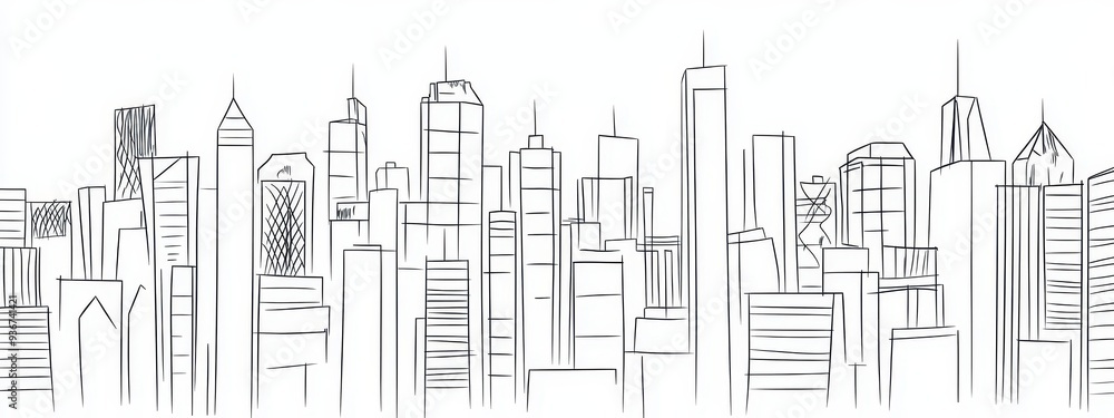 Building city line one continuous outline single art sketch skyline ...