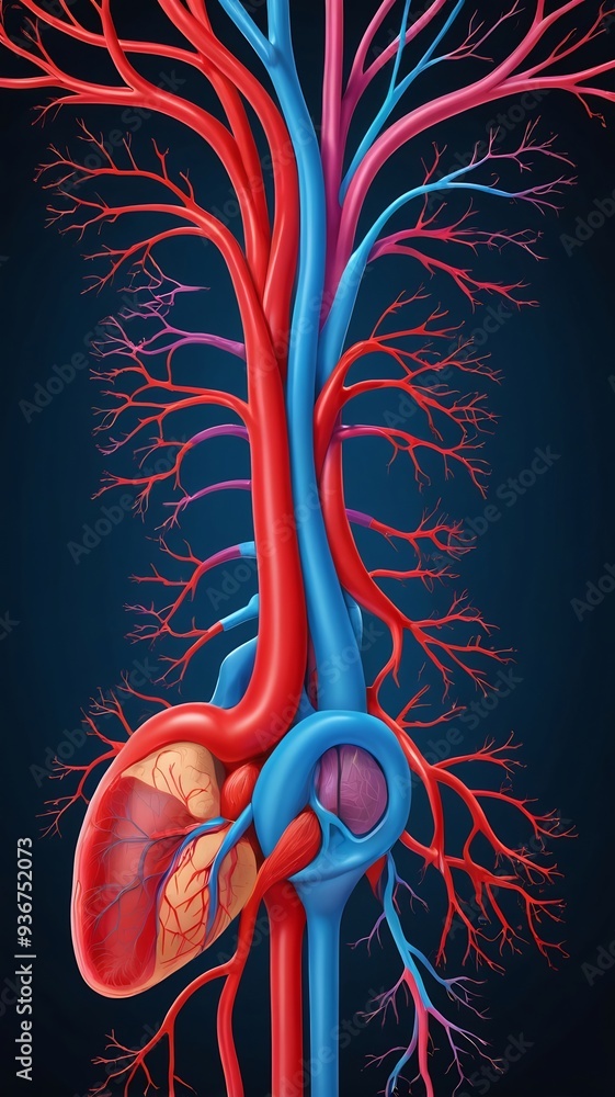 Detailed Illustration of the Human Circulatory System Showcasing the ...