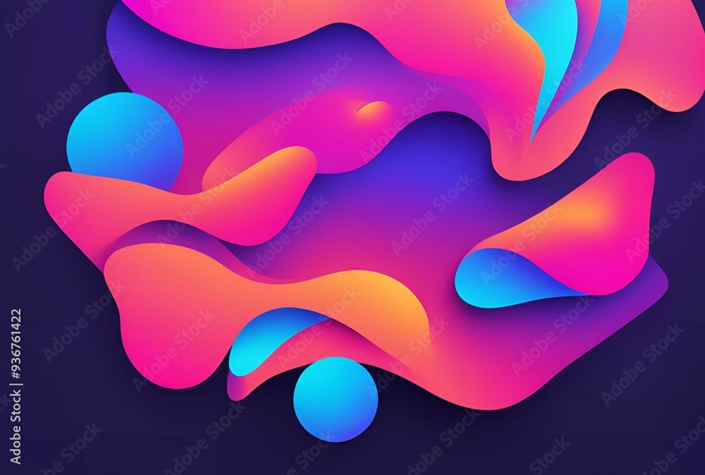 Abstract colorful futuristic background with odd shapes and lines ...